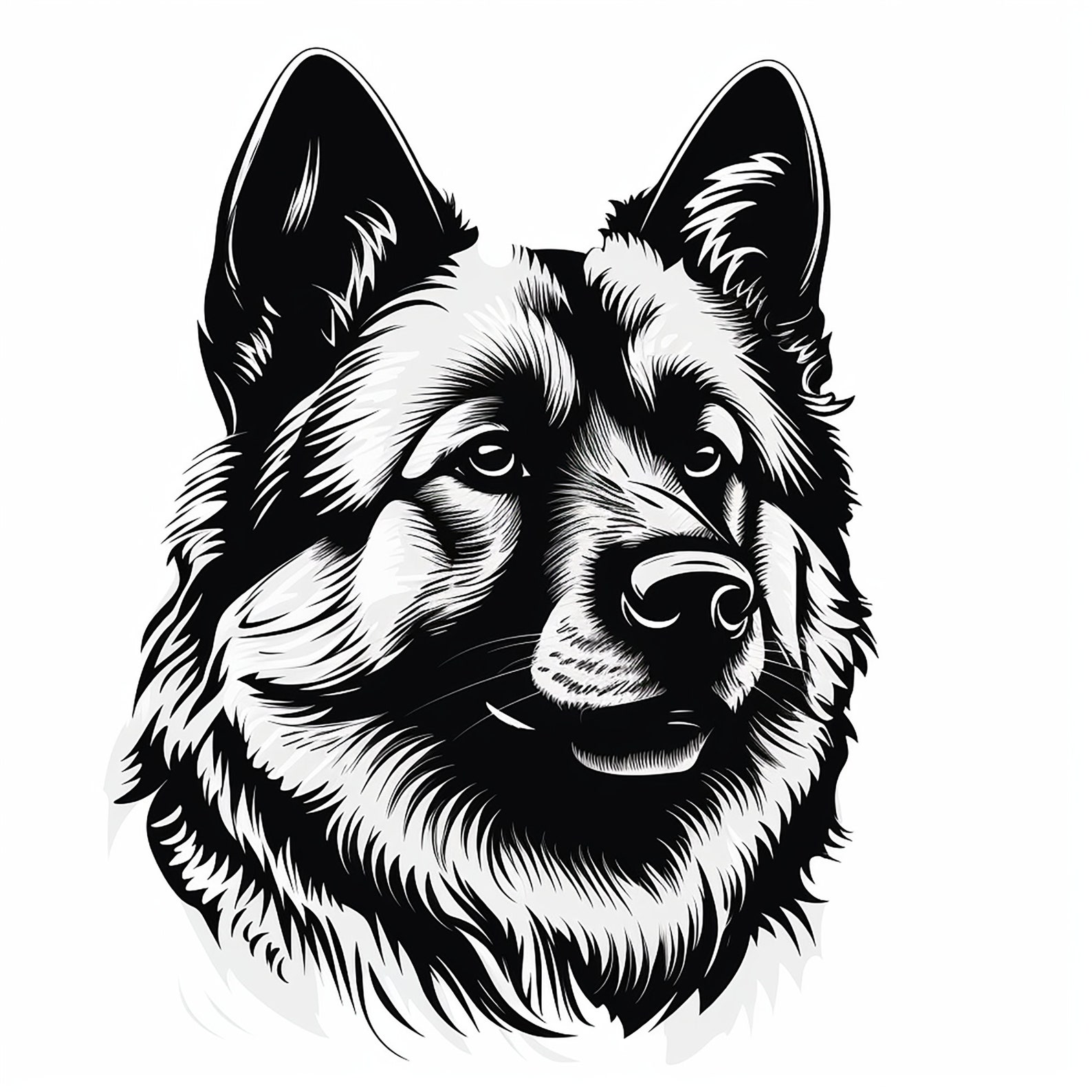 Akita Black Line Dog Clip Art Printable Pet Portrait for - Etsy