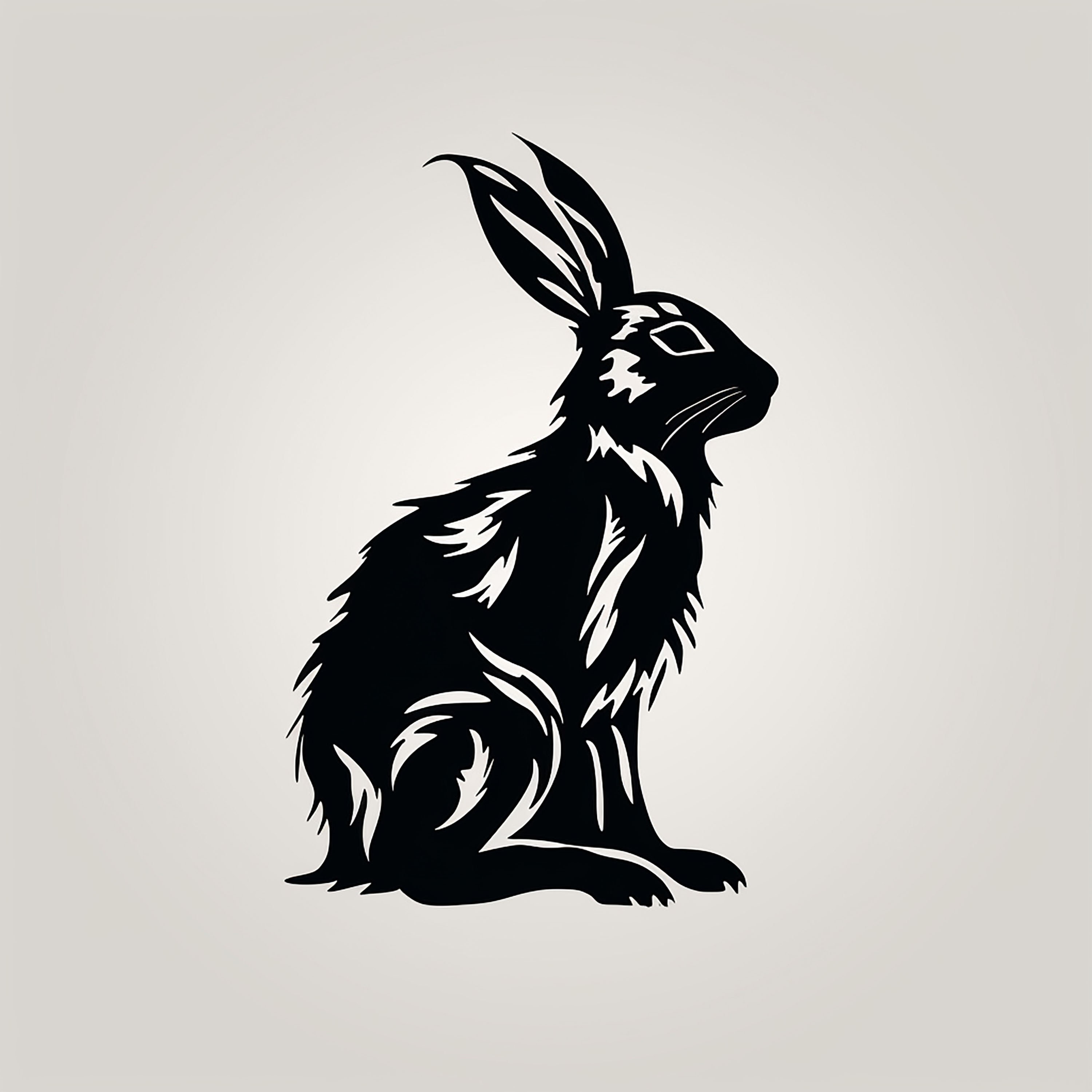 Rabbit Solid Black Line Clip Art, Printable Animal Instant Download ...