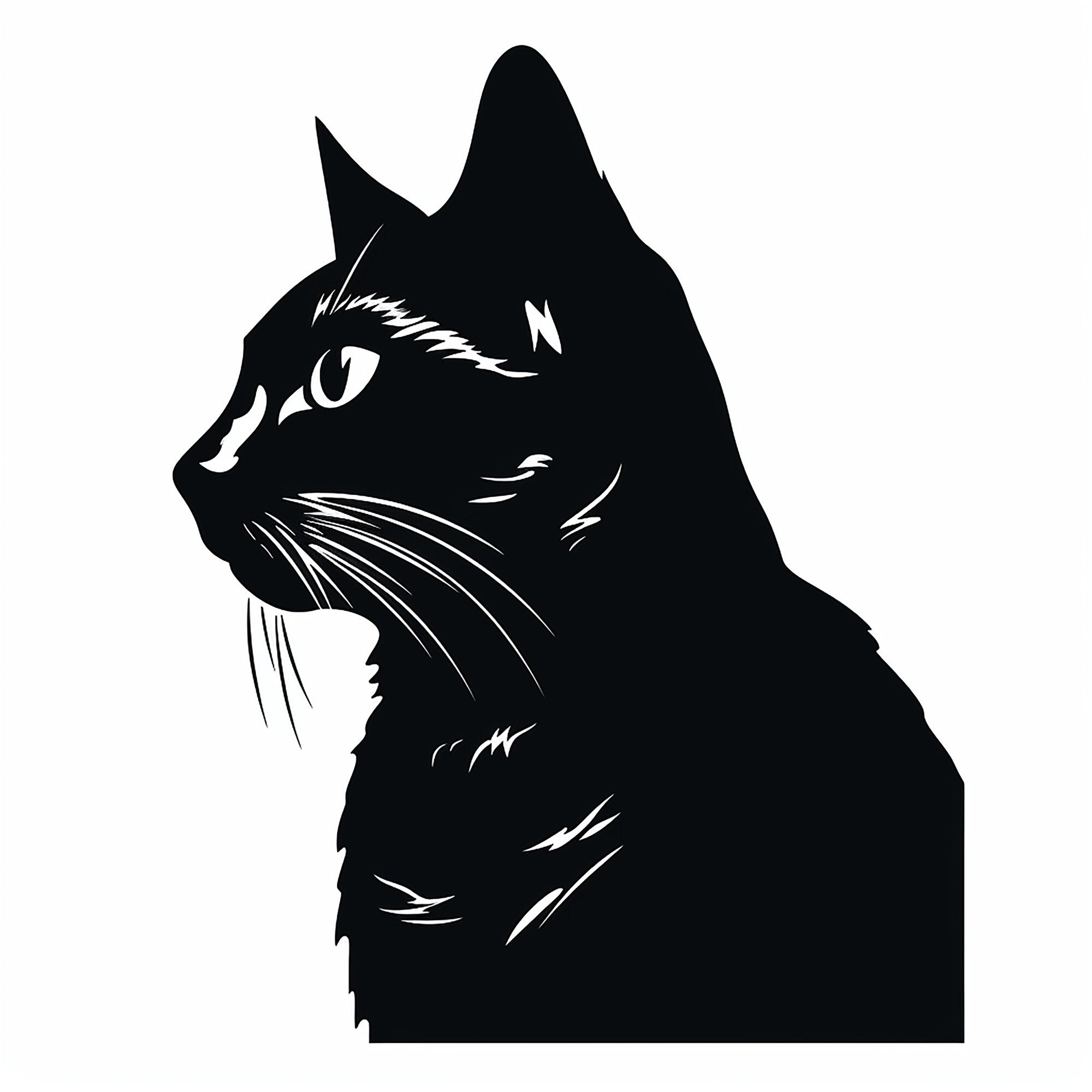 Simple Black Cat Clip Art Solid Black Cat Printable - Etsy