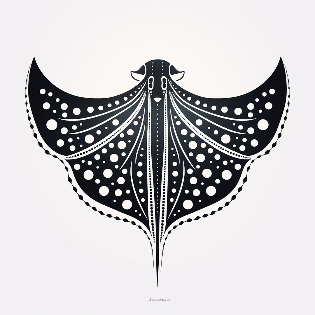 Stingray Clip Art, Abstract Ocean Animal Design, Printable Sting Ray ...