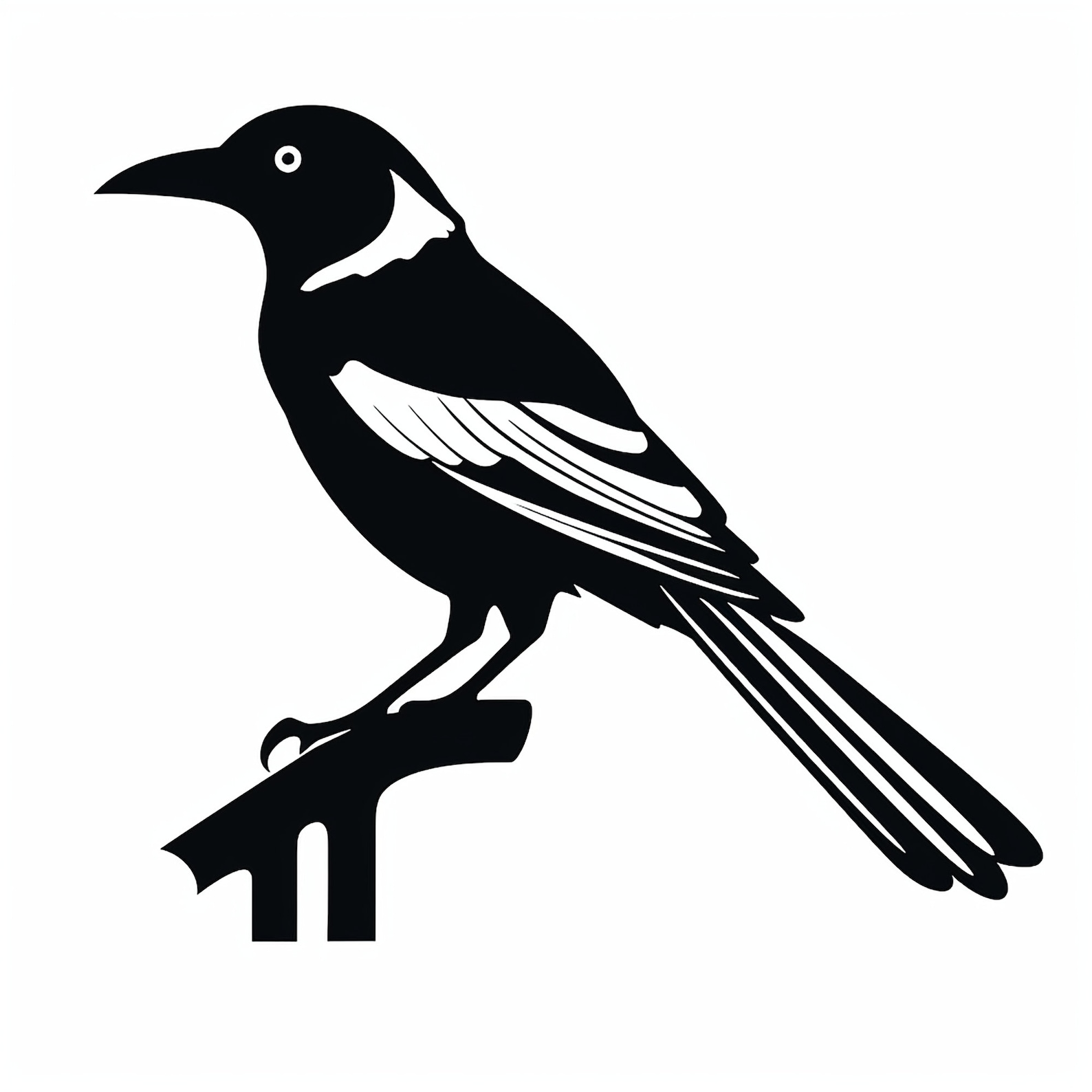 Magpie Clip Art Illustration, Printable Wldlife Bird Decal for Sticker ...