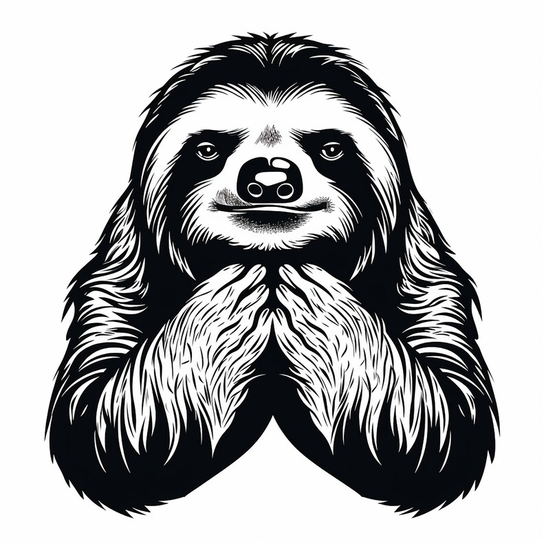 Smug Sloth Clip Art: Wildlife Animal Design (PNG & JPEG) - Etsy