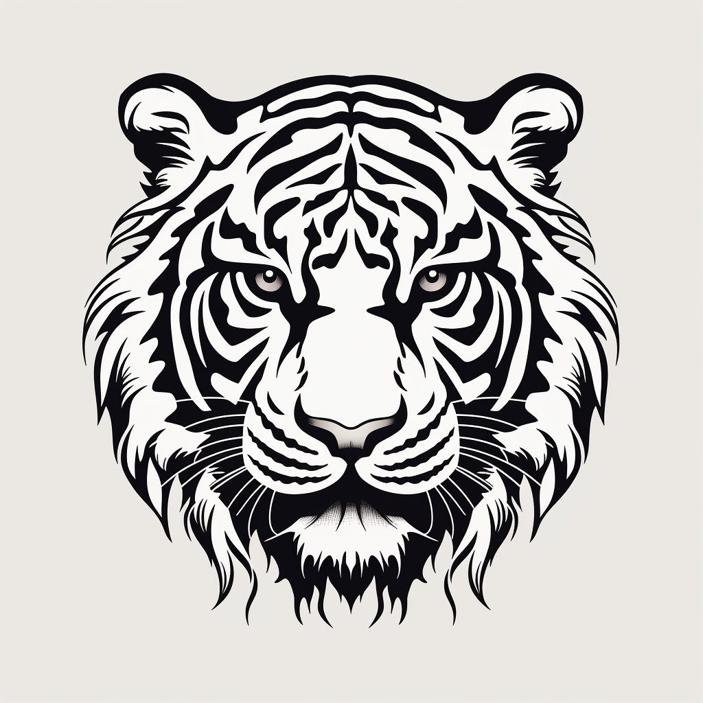 Black Line Tiger Clip Art Black and White Illustration, Printable ...