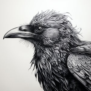 Crow Abstract Fine Line Illustration, Printable Commercial Crow/raven ...