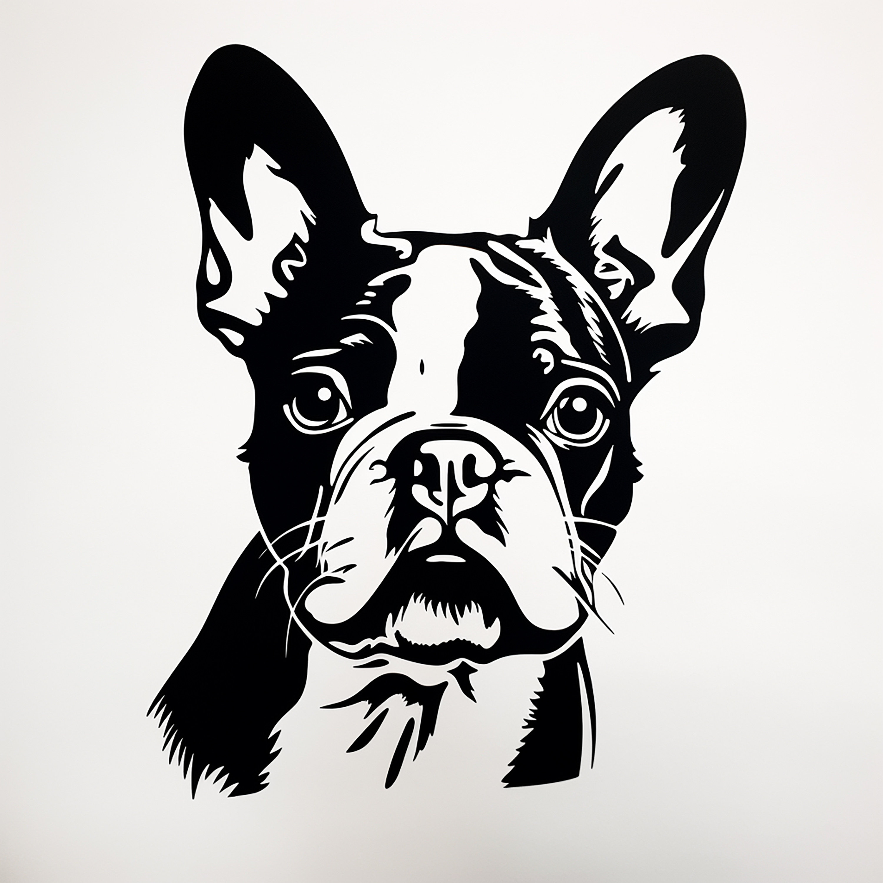 Boston Terrier Black Line Dog Image, Printable Commercial Pet Portrait ...