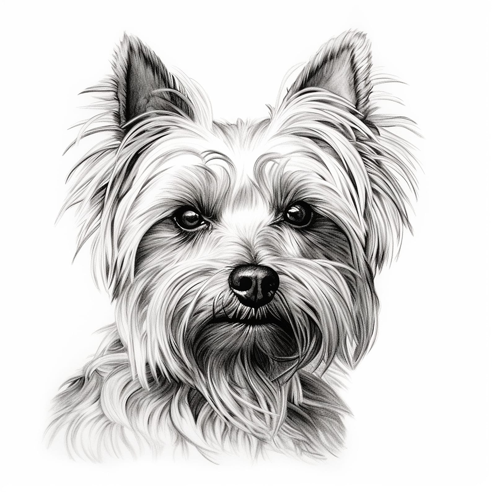 Yorkie Fine Line Dog Pet Portrait, Printable Animal Clip Art for ...