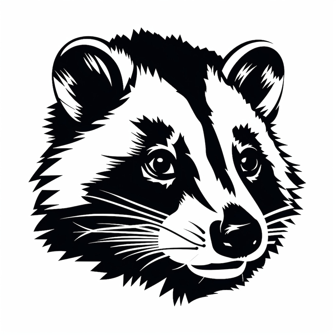 Badger Black Line Clip Art, Printable Instant Download for Sticker ...