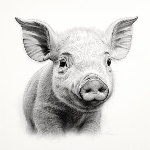 Realistic Pig Clip Art - Etsy