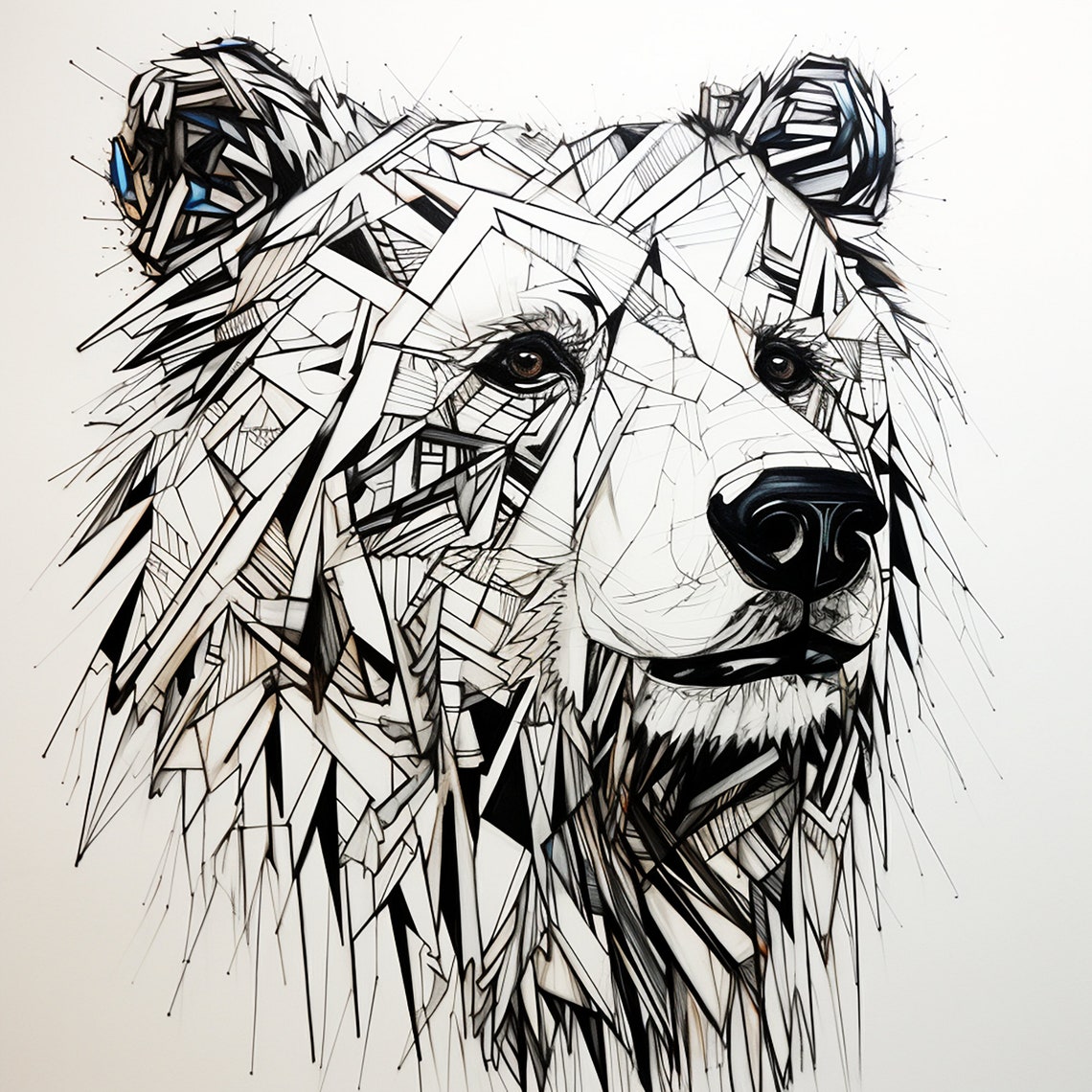 Abstract Bear Illustration: Fine Line Wildlife Art (PNG, JPEG) - Etsy