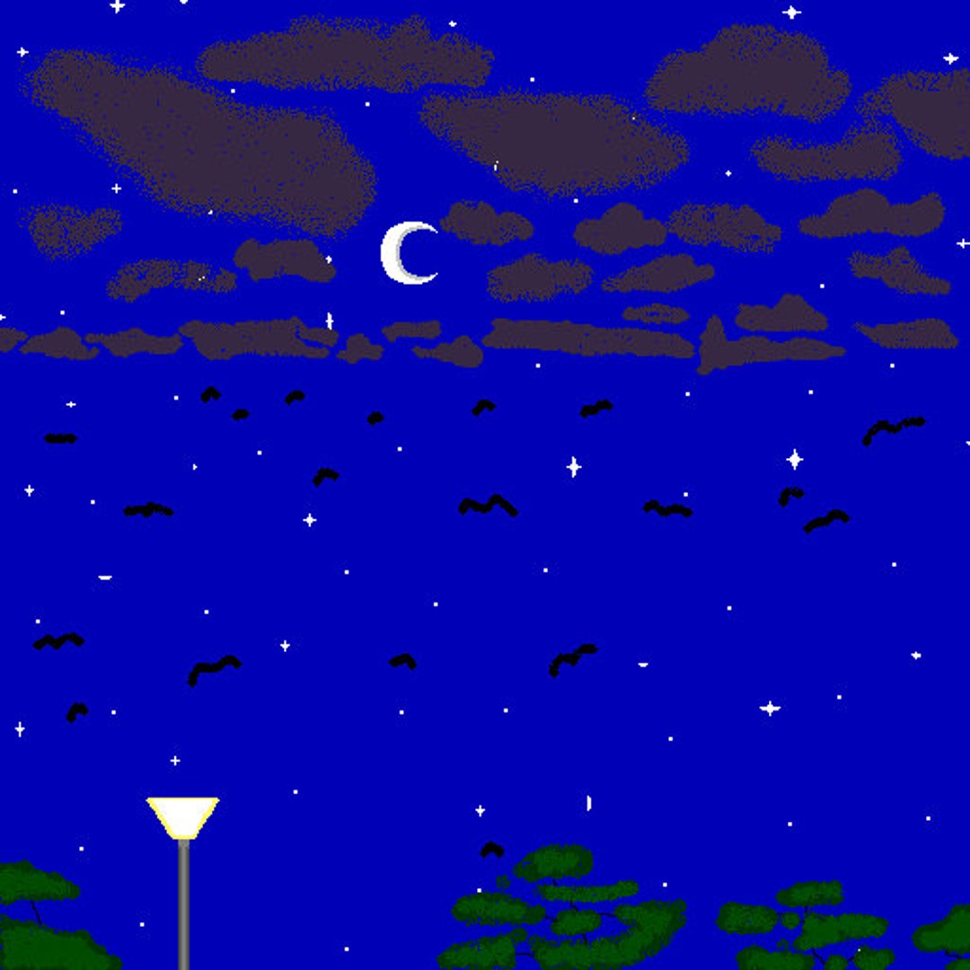 Pixel Art Depicting Birds in the Night Sky - Etsy