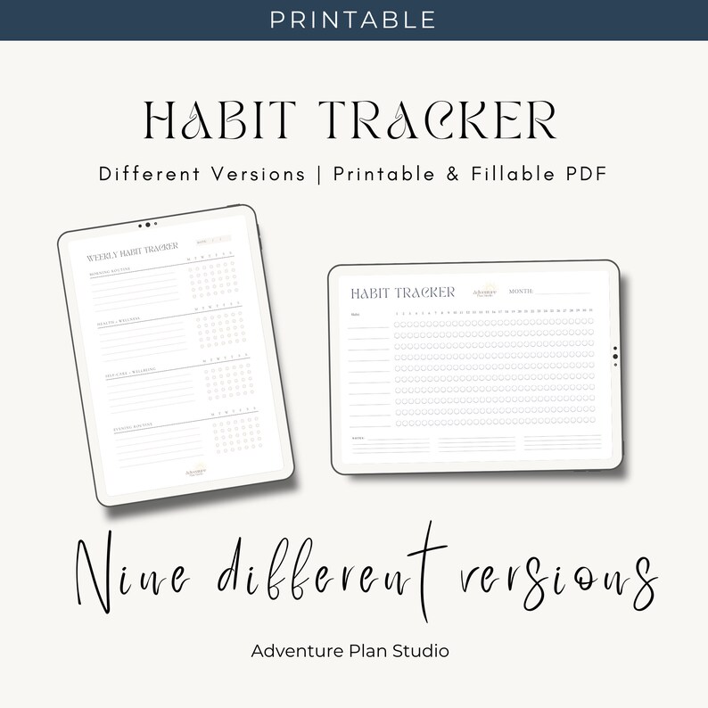 Monthly Habit Tracker, Printable, Landscape, Portrait, Habit Tracker ...