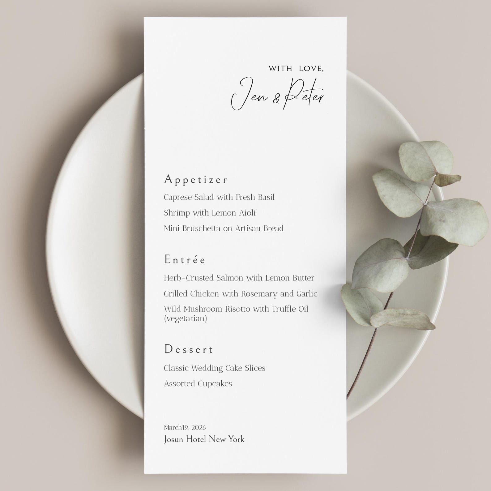 Wedding Menu Template Elegant Script Couple Names & Luxurious Serif ...