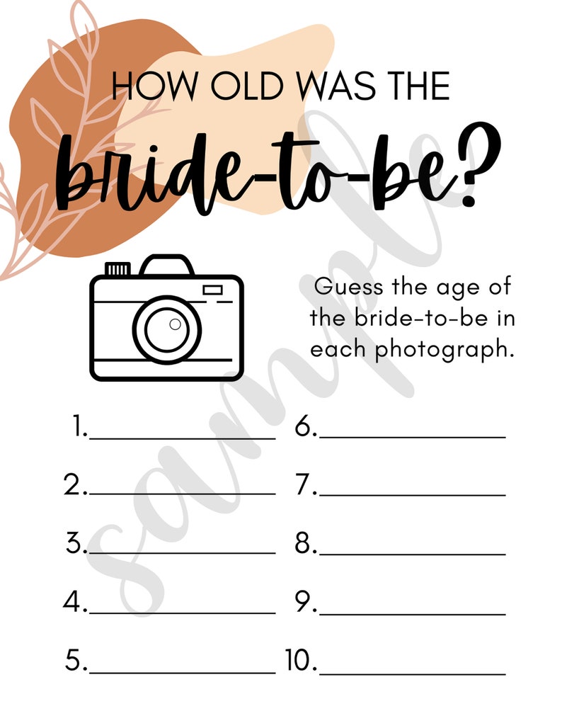 How Old Was the Bride-to-be? Bridal Shower Game Digital Download - Etsy