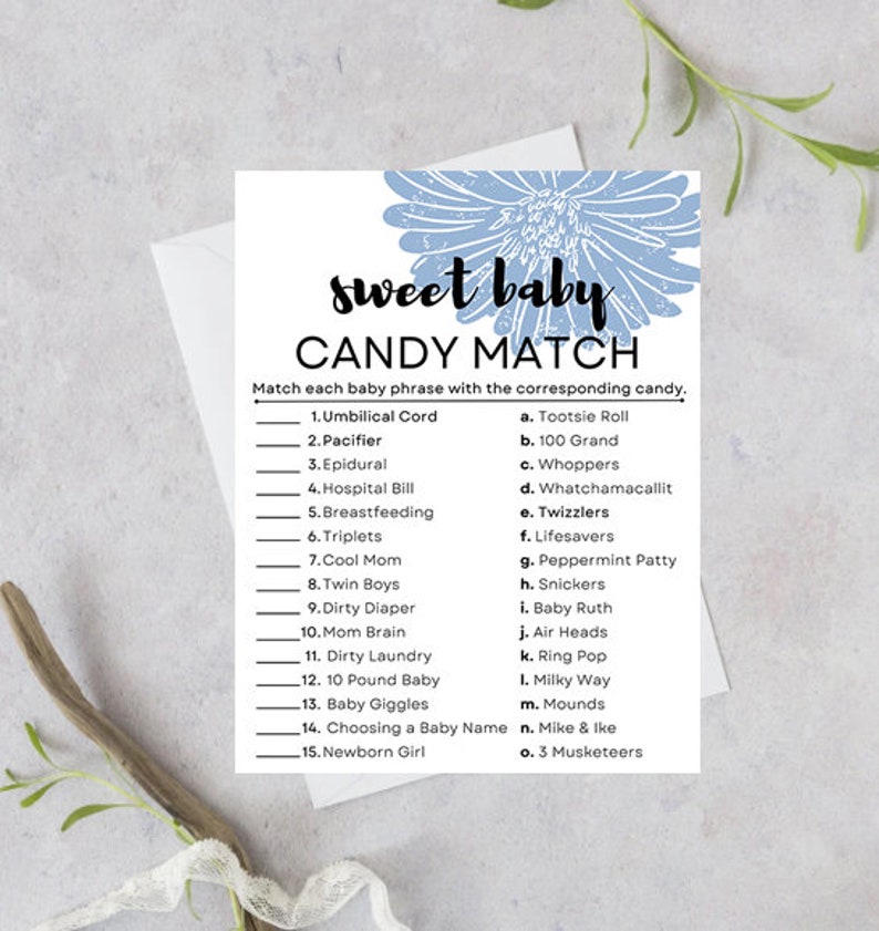 Candy Match Baby Boy Shower Game Digital Download - Etsy