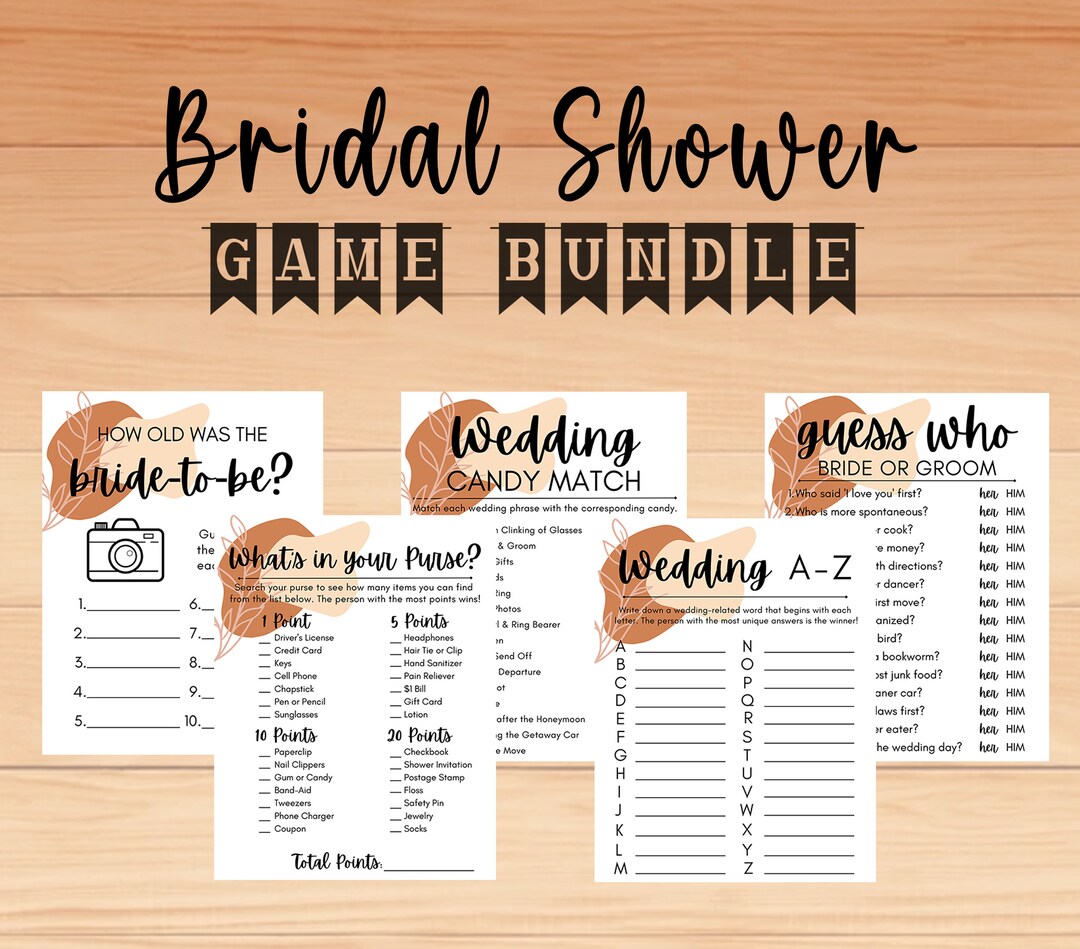 Bridal Shower Game Bundle, Digital Download, Printable Activities - Etsy