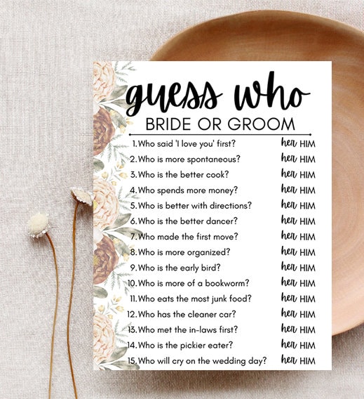 Guess Who Bridal Shower Game Digital Download Etsy