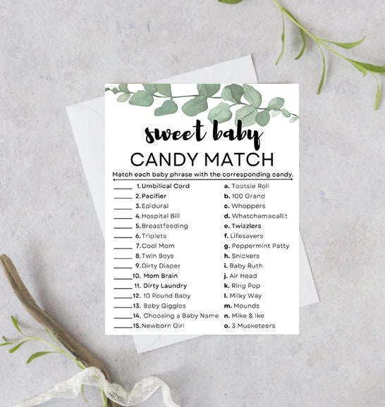 Candy Match Baby Shower Game Digital Download - Etsy