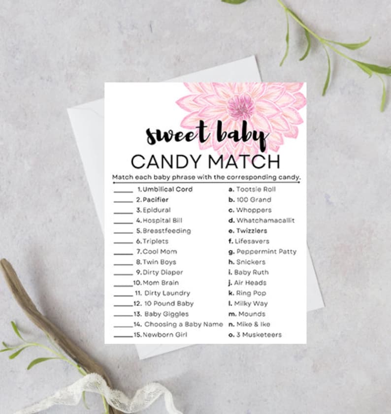 Candy Match Baby Girl Shower Game Digital Download - Etsy