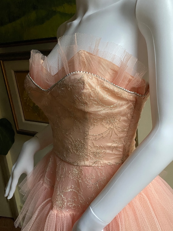 1950s Cupcake Pink ruffle tulle prom dress - Gem