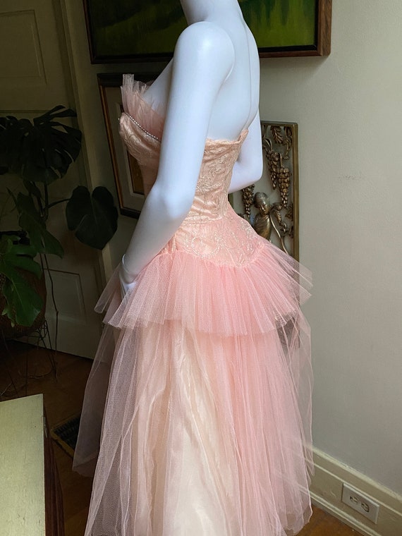 1950s Cupcake Pink ruffle tulle prom dress - Gem