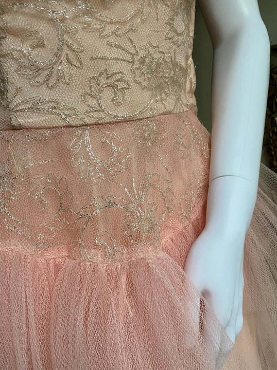 1950s Cupcake Pink ruffle tulle prom dress - Gem