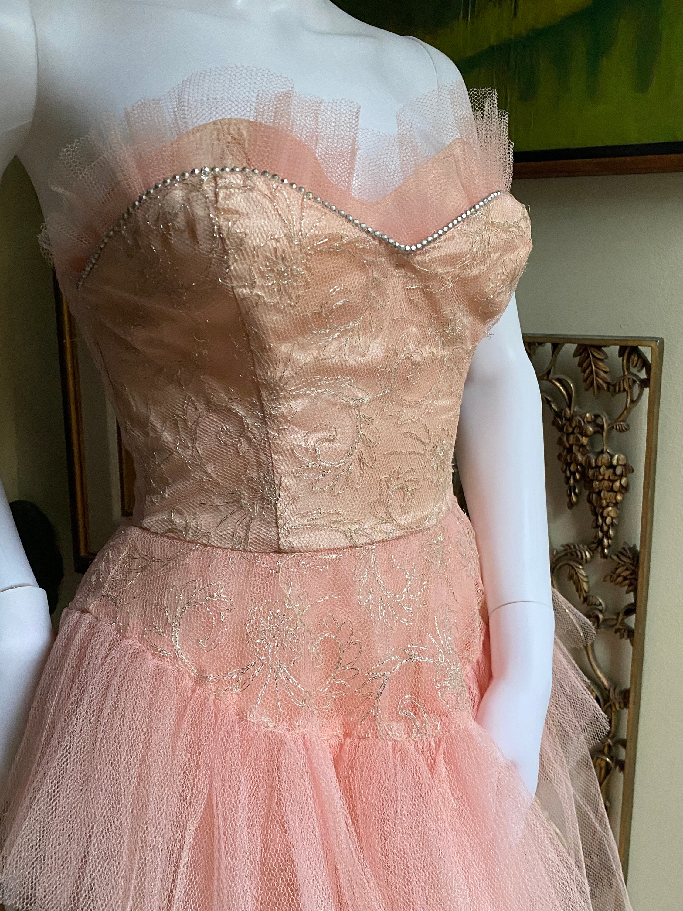 1950s Cupcake Pink Ruffle Tulle Prom Dress - Etsy