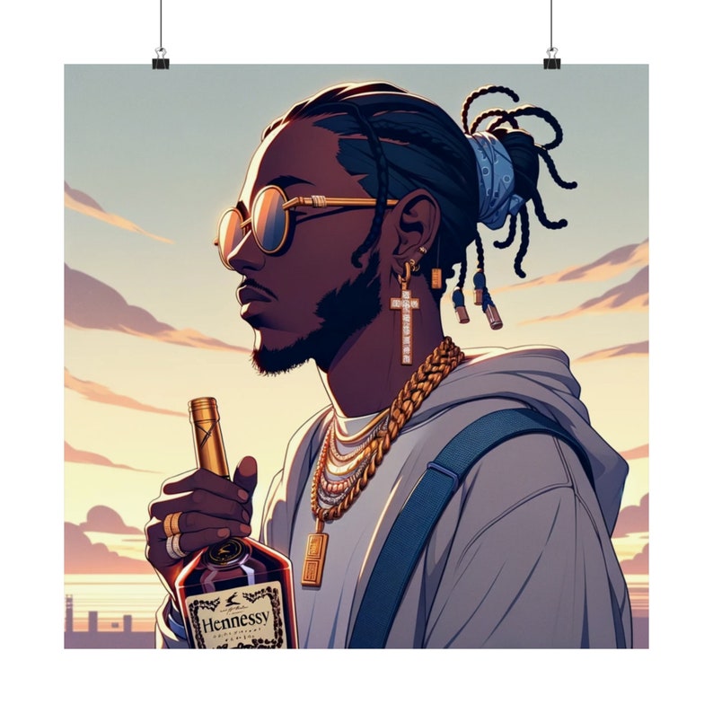 Kendrick Lamar in Anime Style Poster, Hip Hop Wall Art, Rappers in ...
