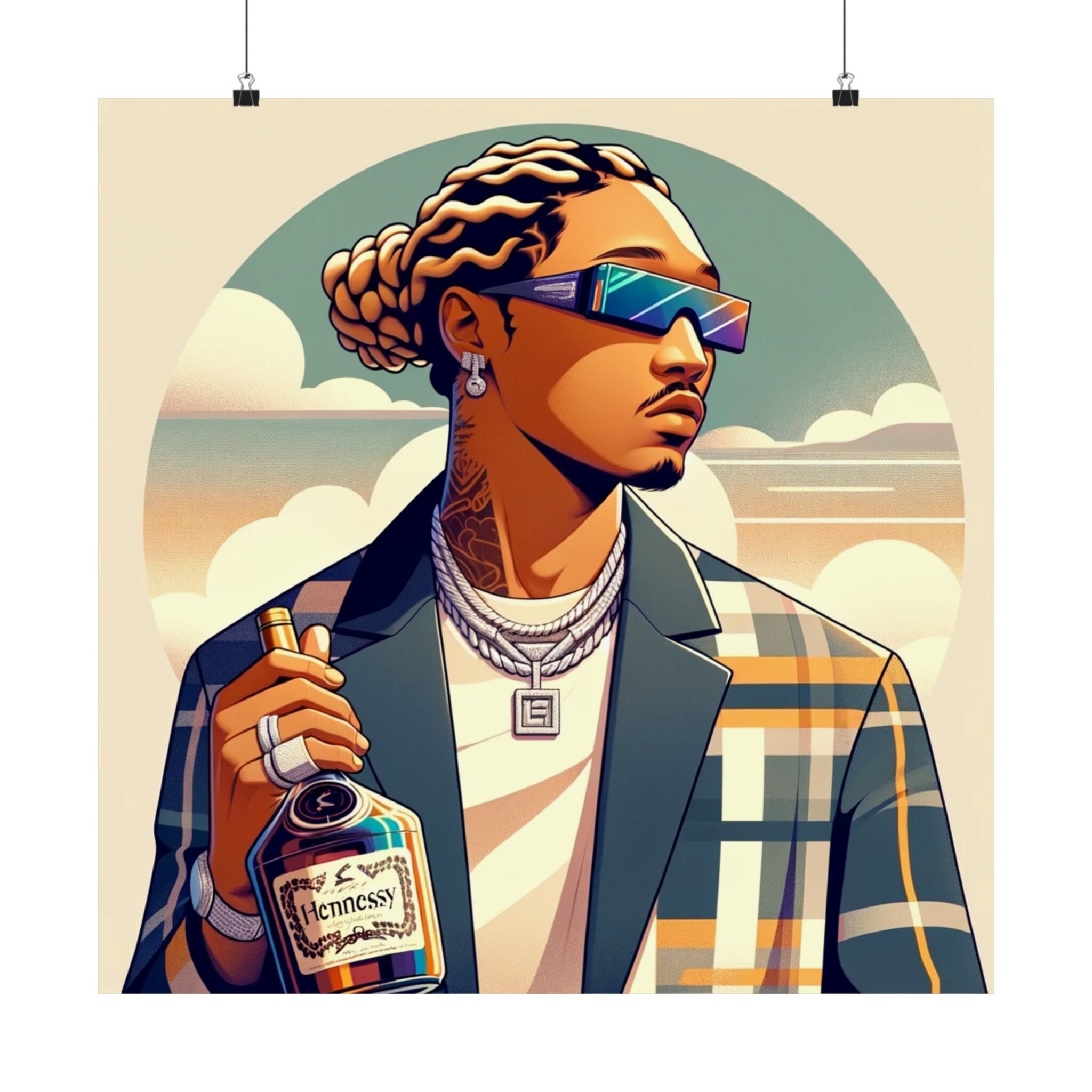 Future Poster, Hip Hop Wall Art, Rappers in Anime Style, Gift, Original ...