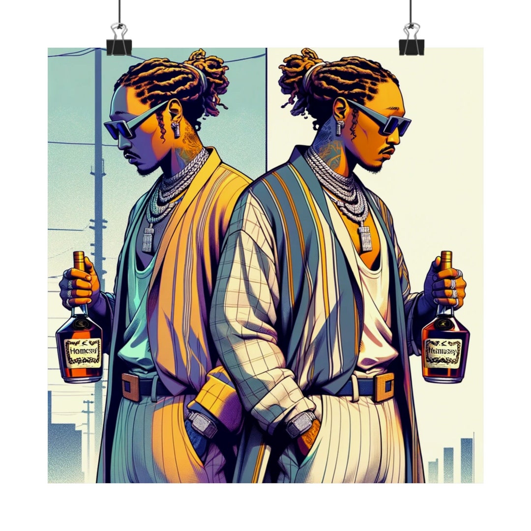 Future Poster, Hip Hop Wall Art, Rappers in Anime Style, Gift, Original ...