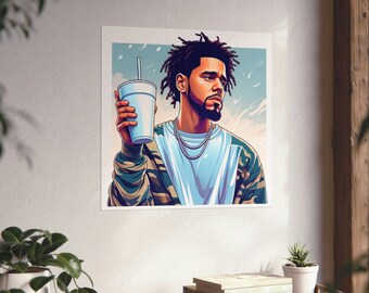 Kendrick Lamar in Anime Style Poster, Hip Hop Wall Art, Rappers in ...