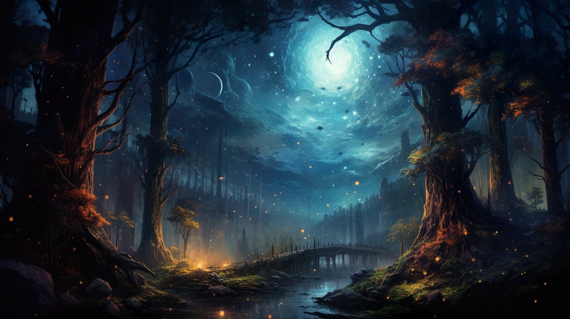 Dark Forest Desktop Wallpaper HD PNG Download - Etsy