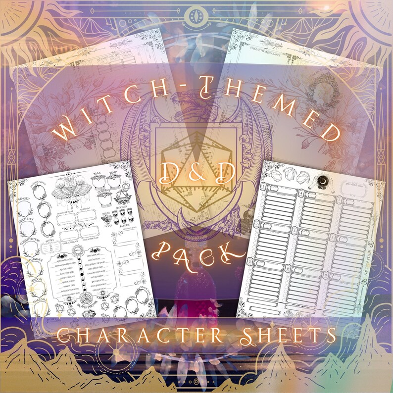 Dnd Witch-themed Printable Character Sheets PDF/PNG Format Dungeons ...