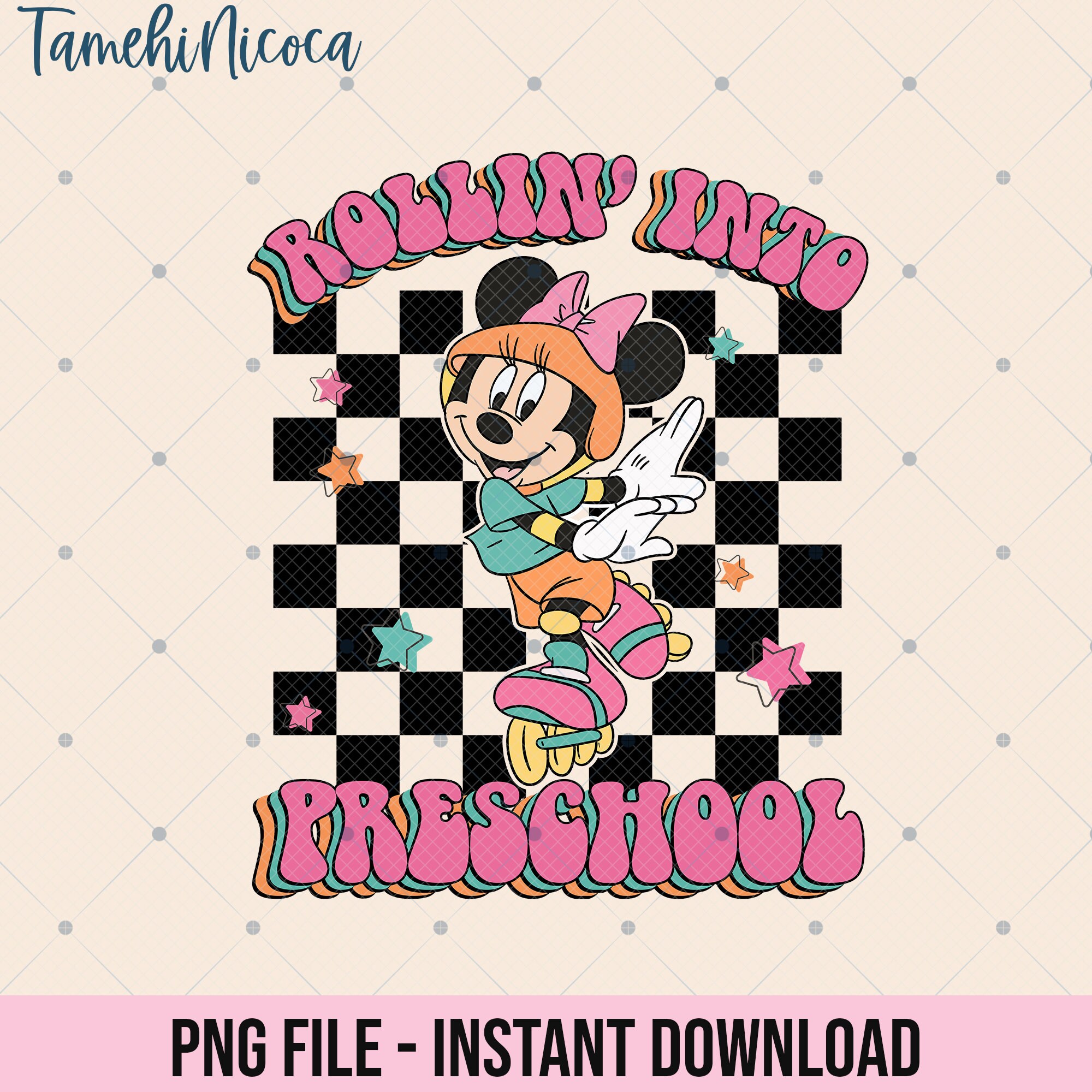 Rolling Into Preschool Groovy Png Minnie Mouse Rolling Into - Etsy