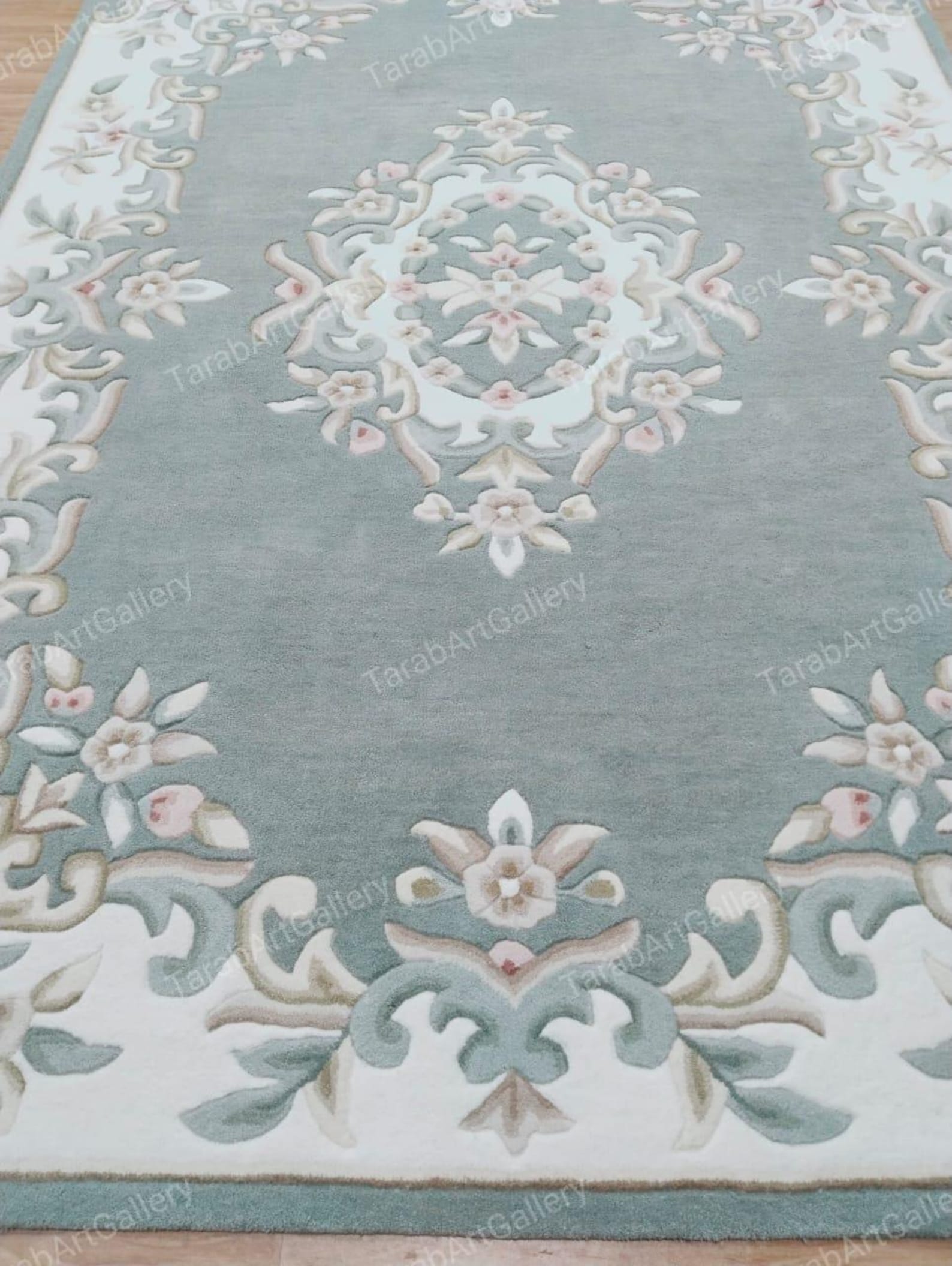Floral Abushan Wool Rug, Hand Tufted Area Carpet, Luxury Living Room ...