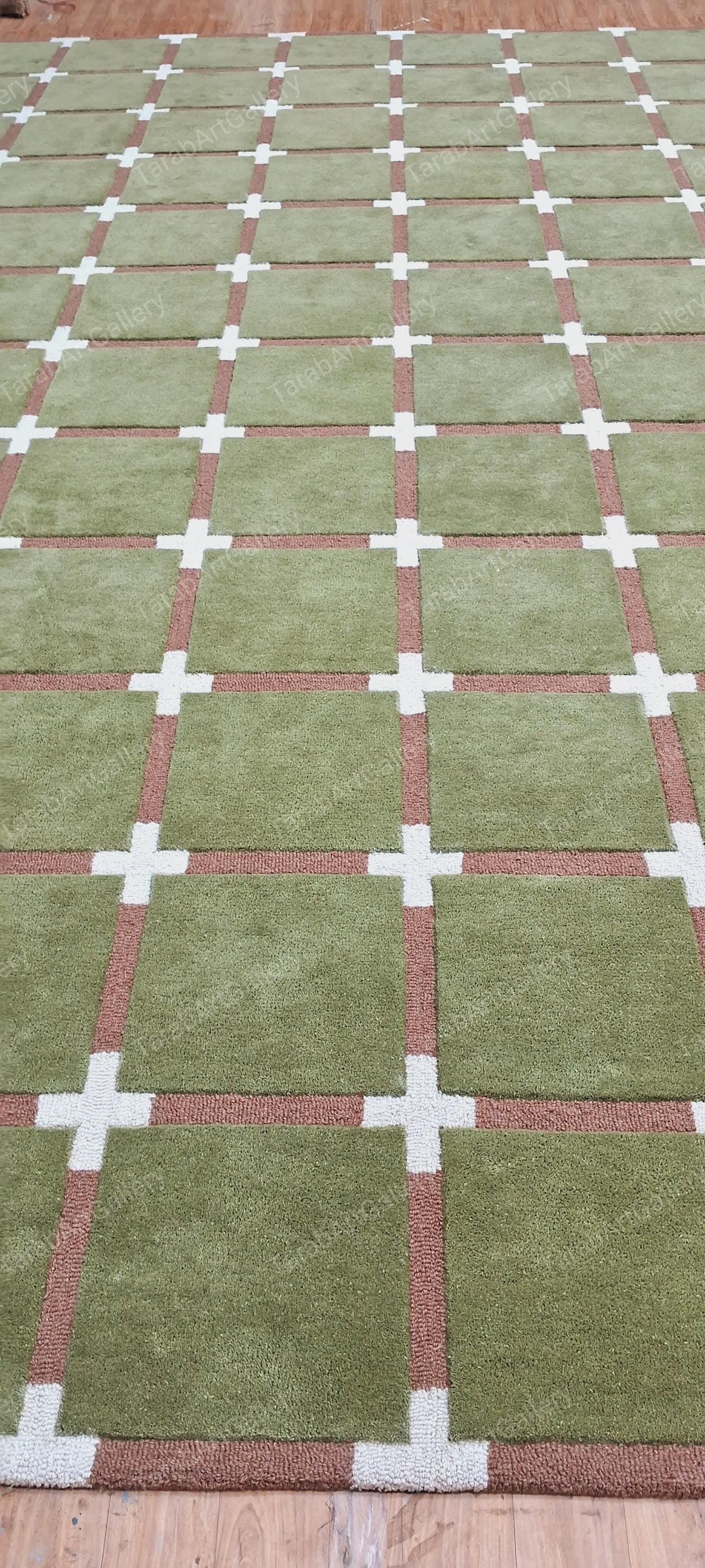 12x14 Area Rug Hand Tufted Modern Rug Green Base Rug Handmade Wool Rug ...