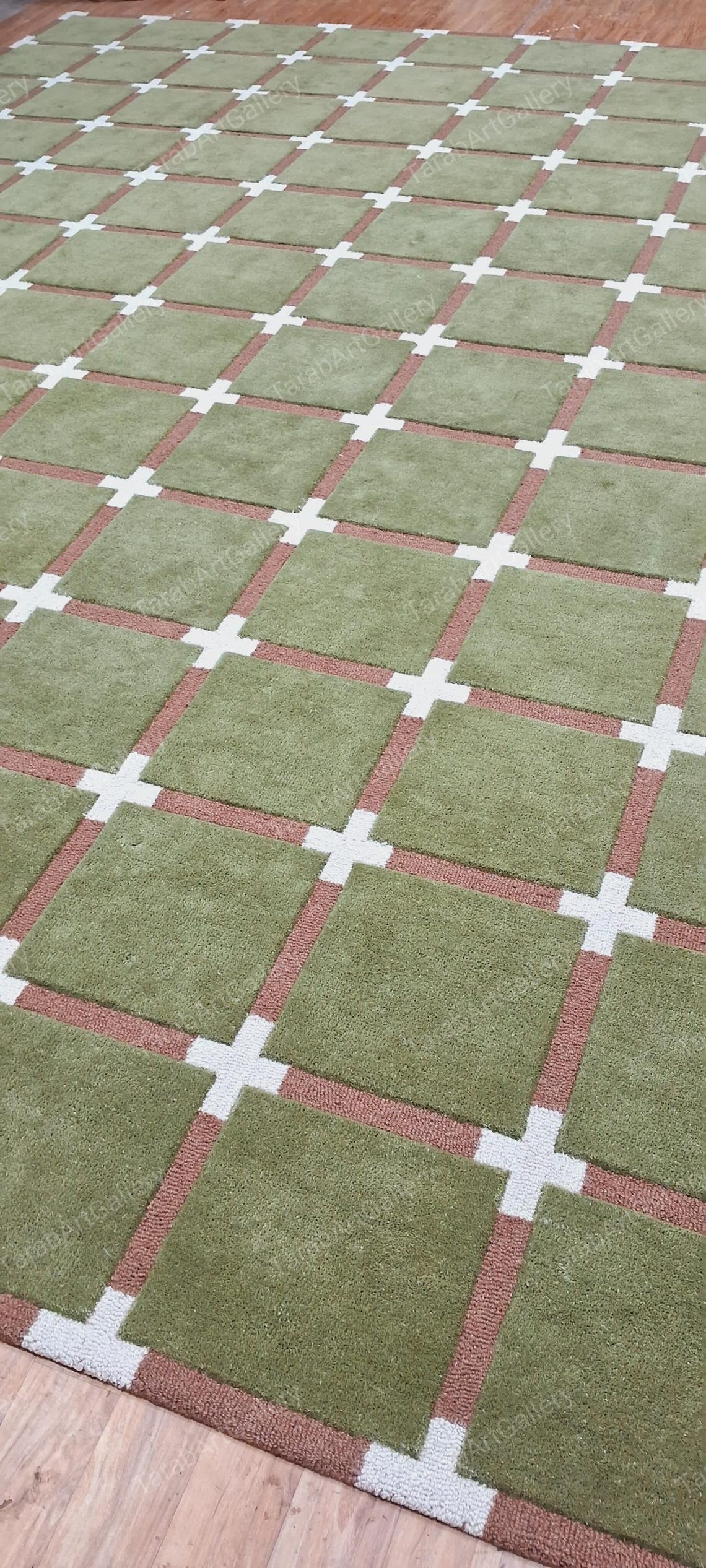 12x14 Area Rug Hand Tufted Modern Rug Green Base Rug Handmade Wool Rug ...