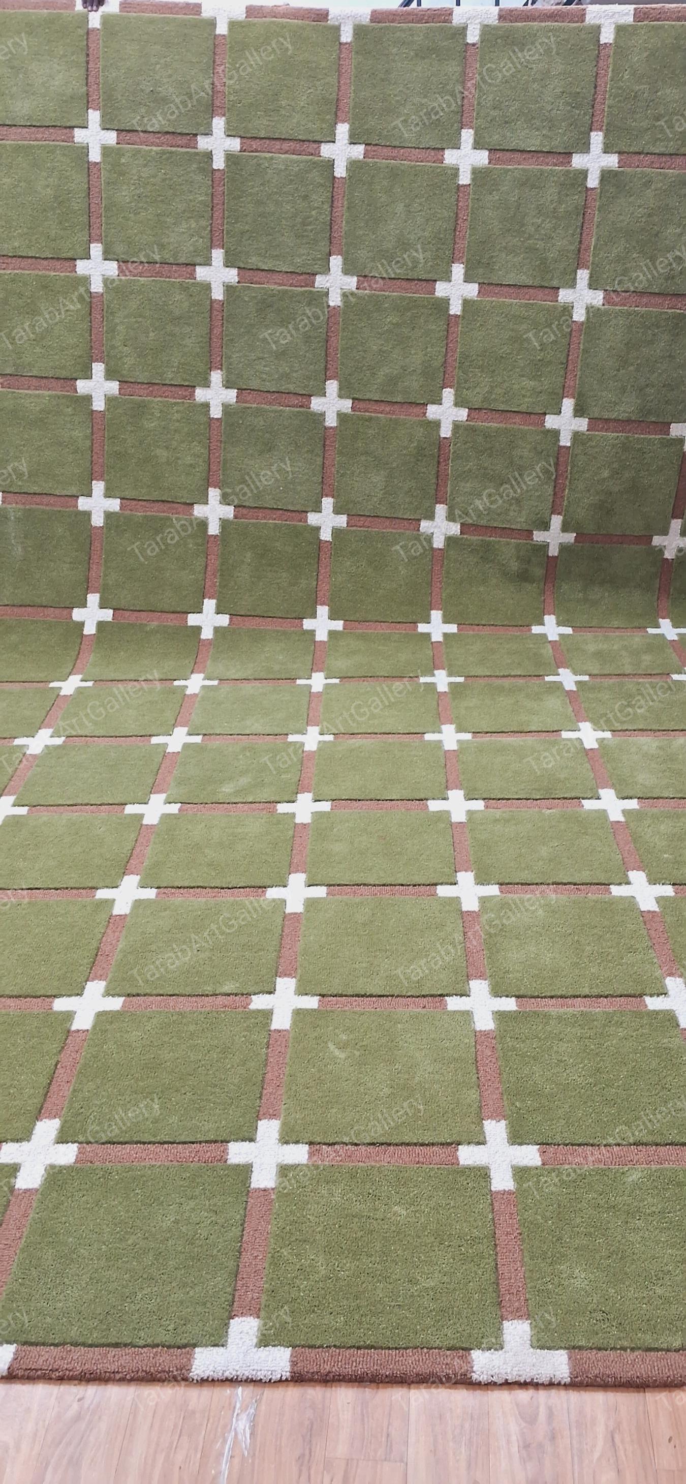 12x14 Area Rug Hand Tufted Modern Rug Green Base Rug Handmade Wool Rug ...