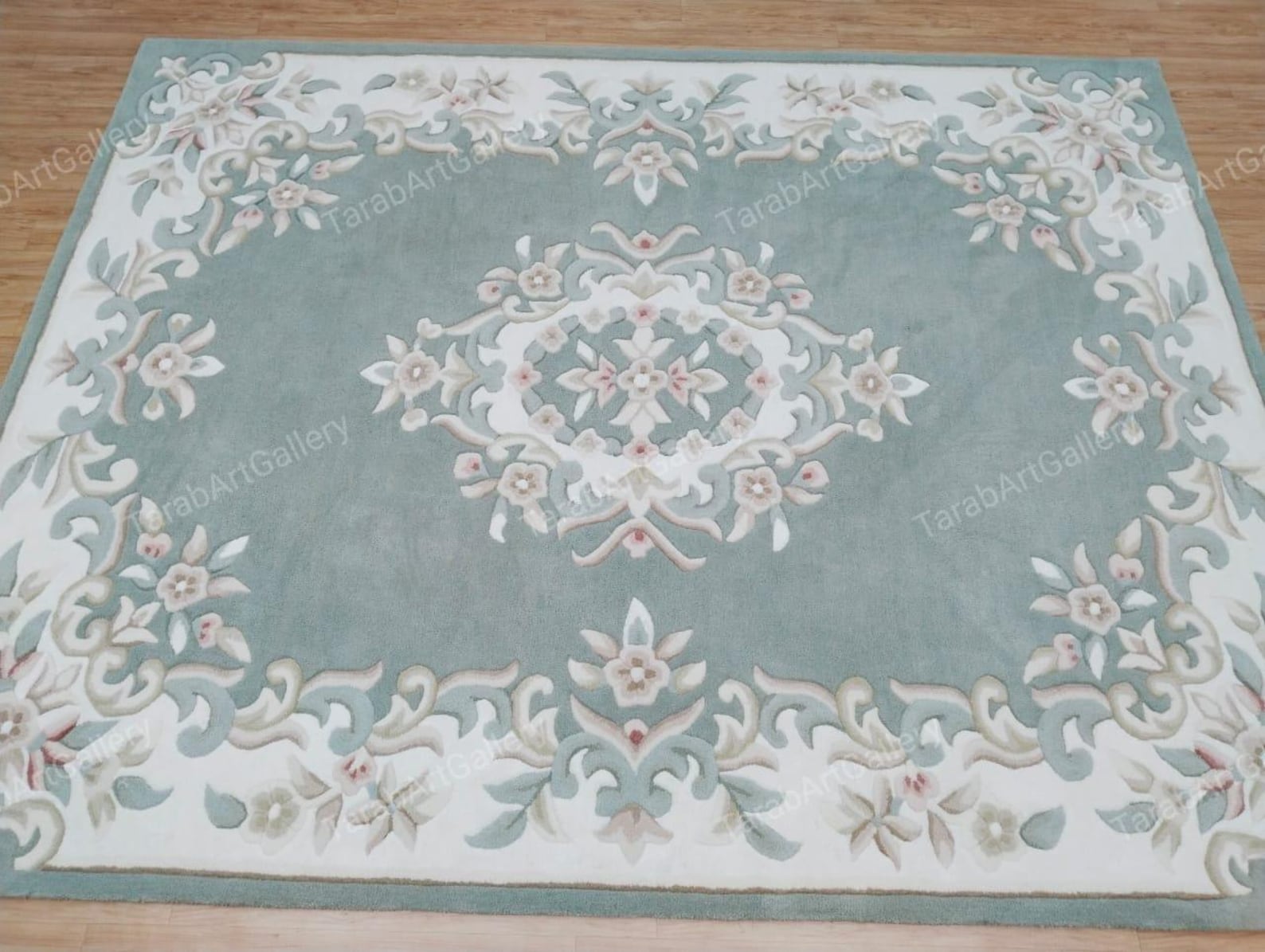 Floral Abushan Wool Rug, Hand Tufted Area Carpet, Luxury Living Room ...