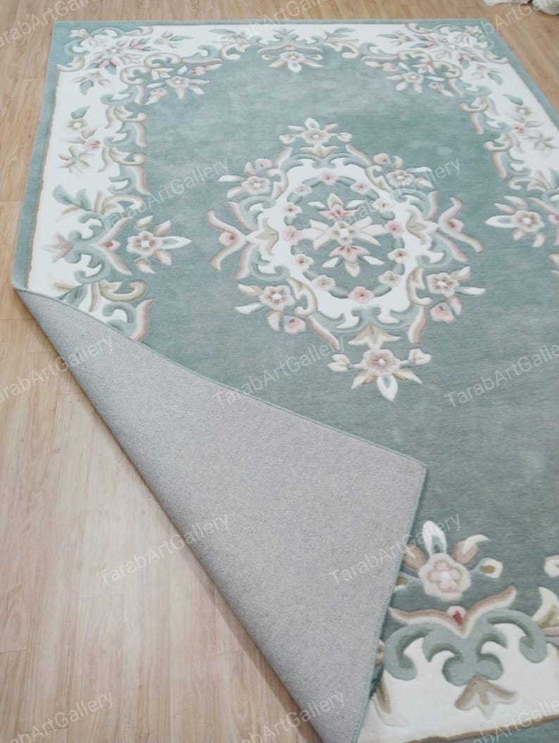 Floral Abushan Wool Rug, Hand Tufted Area Carpet, Luxury Living Room ...