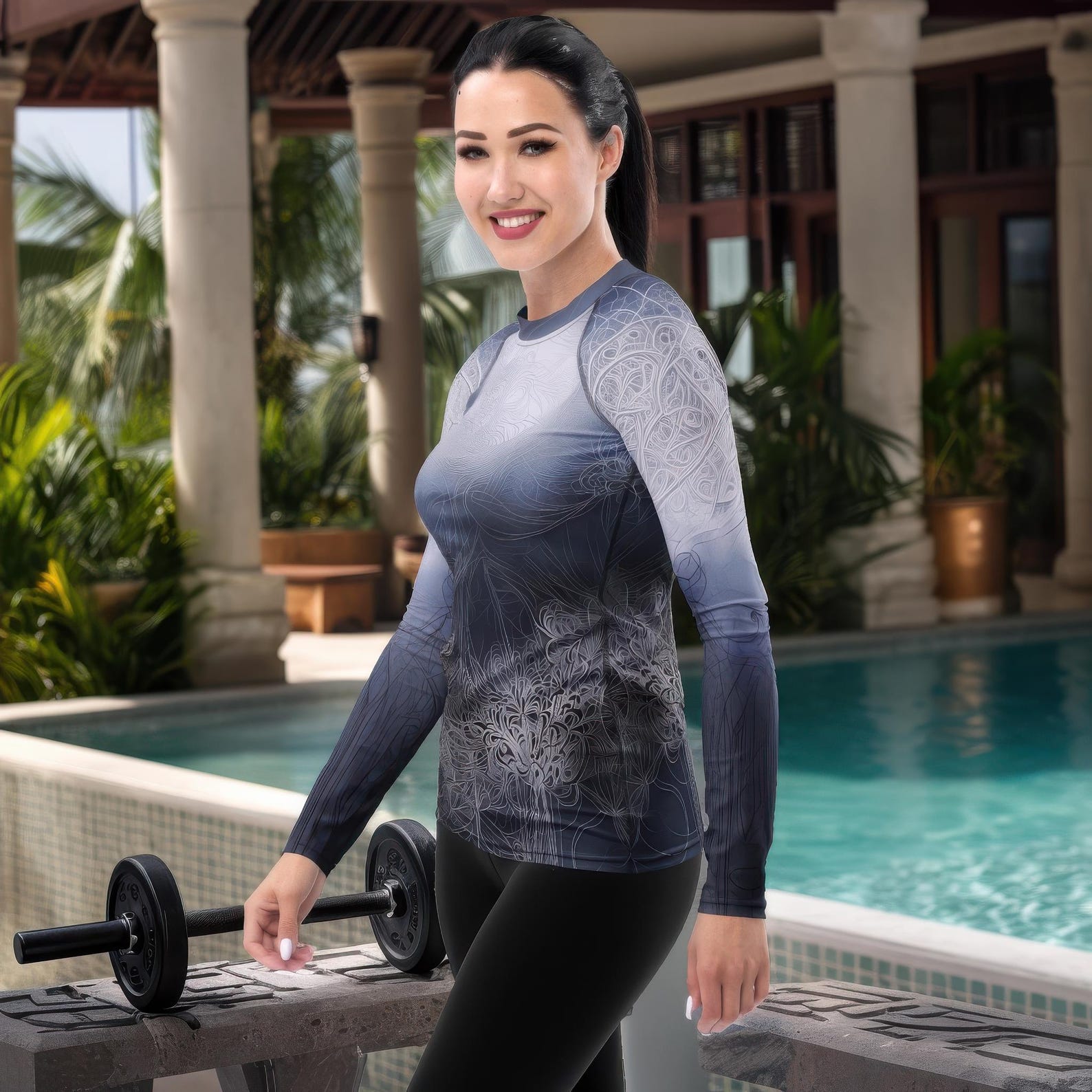 Silver Spider Lily Rash Guard: Women's UV Sun Shirt, Misty Forest Top ...