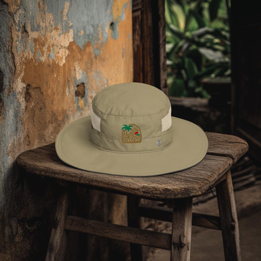 Embroidered Tiki Sun Hat: Wide Brim UPF 50 Boonie Hat - Etsy