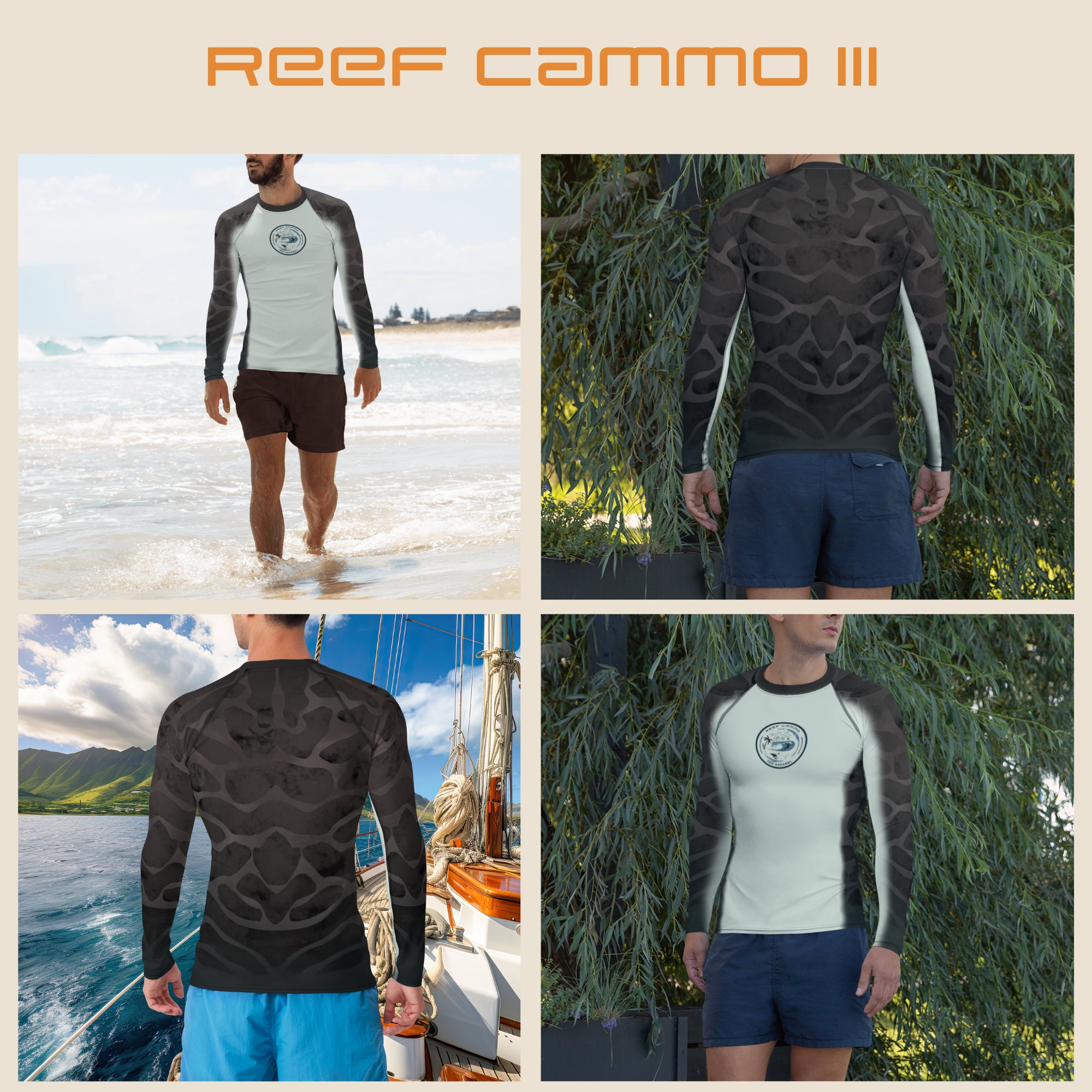 Reef Camo Rashguard – UPF 50+ Long Sleeve Swim Shirt for Surfing ...
