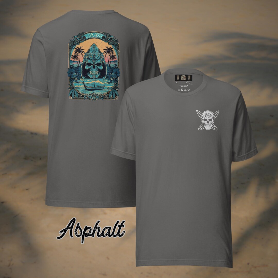 Custom Pirate Surf Tee | Embroidered Skull Shirt | Personalized Surfer ...