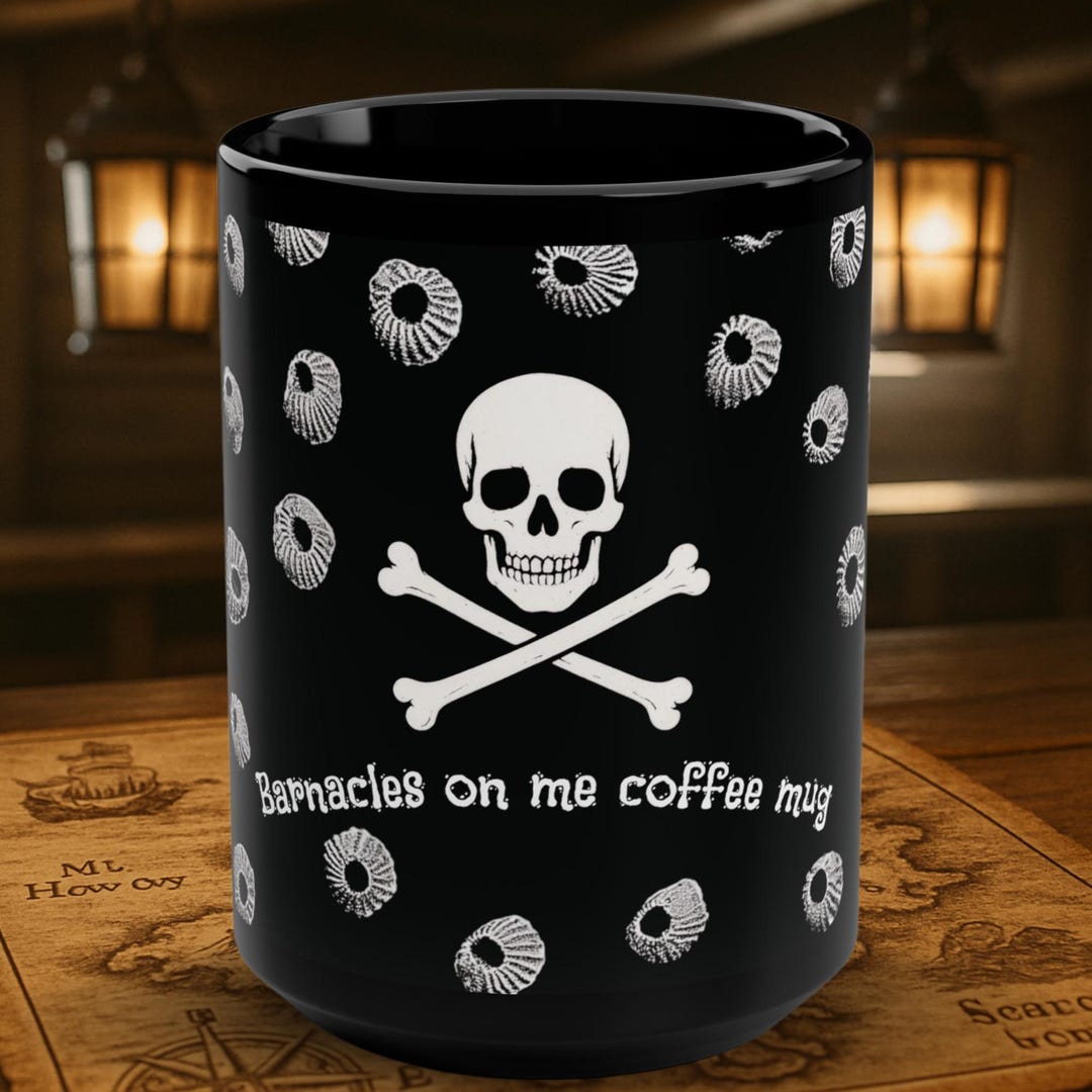 Skull and Barnacles Coffee Mug: Pirate Nautical Decor, 15oz - Etsy