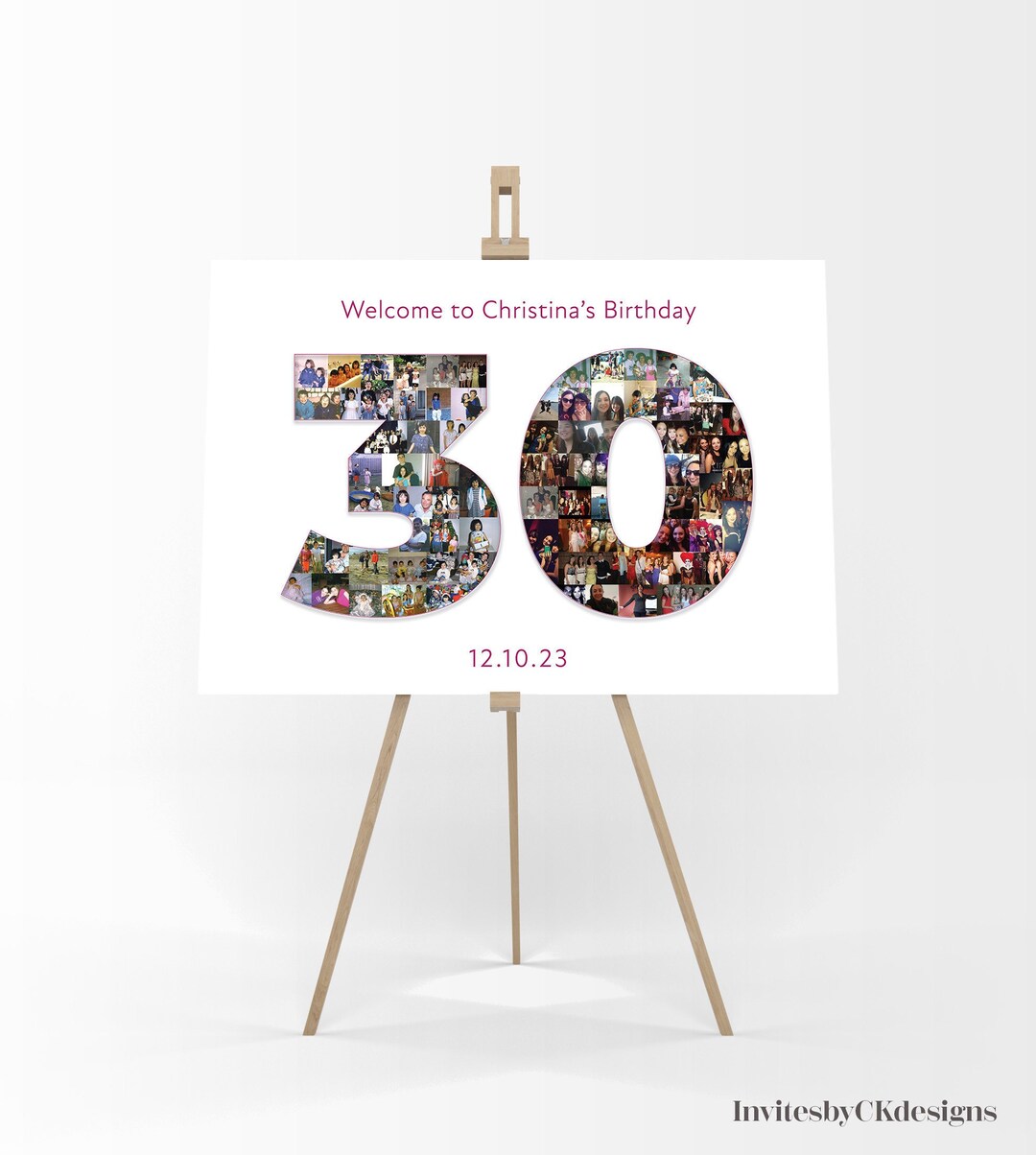 Personalized Photo Collage Birthday Sign - Custom-made Any Age Birthday ...