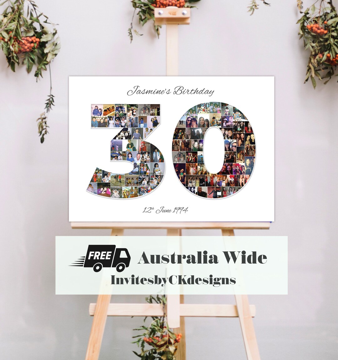 Printed Photo Collage Birthday Sign. Custom-made Birthday Sign Made to ...