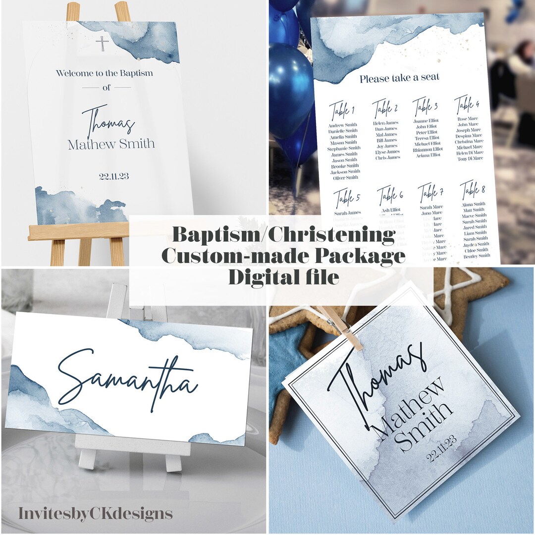 Personalized Baptism Package Kit: Digital Package. Custom Welcome Sign ...