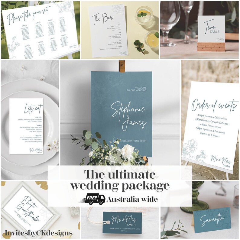 Wedding Bundle Package Welcome Sign Seating Chart Name - Etsy Australia