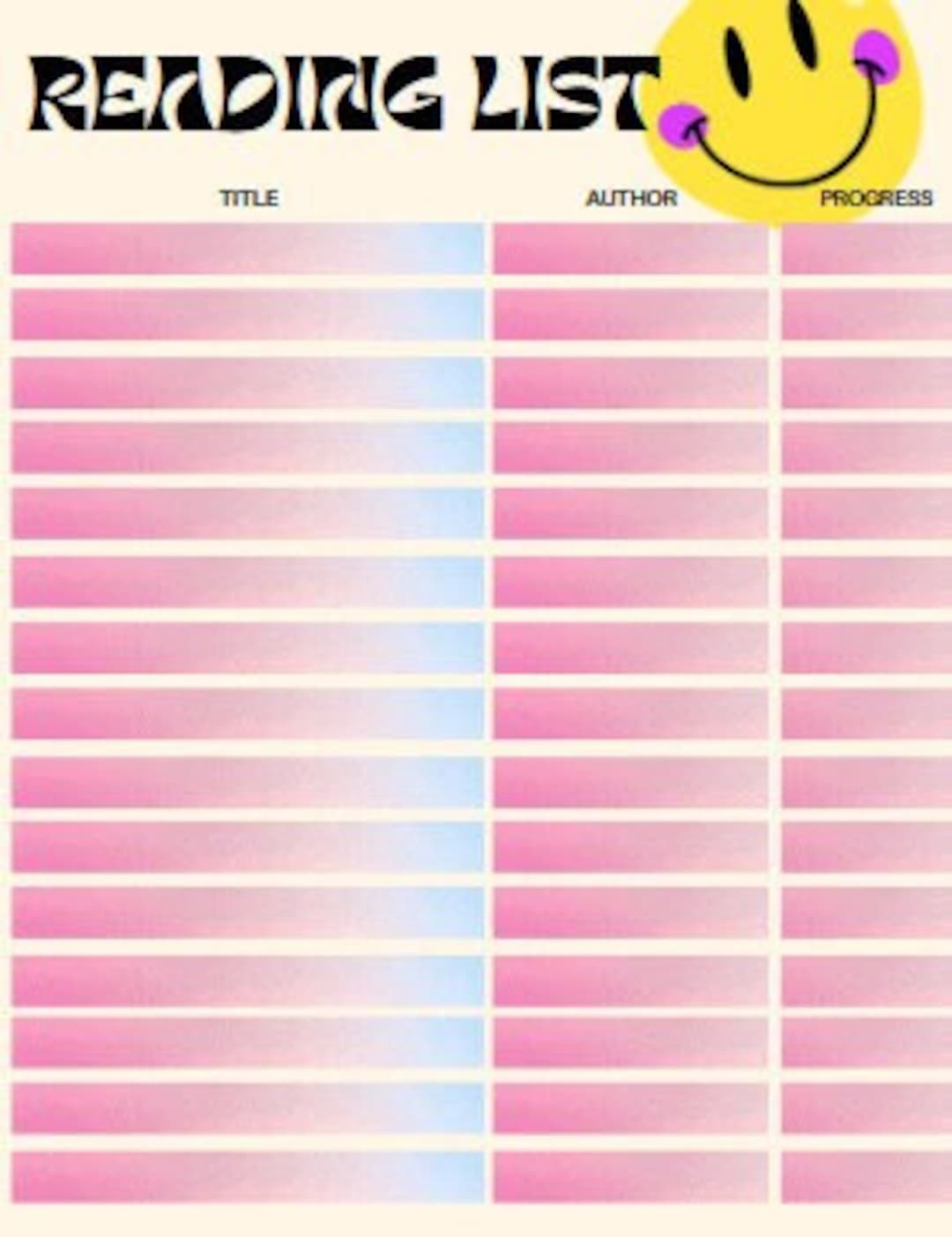 Printable Retro Reading Log -instant Download - Etsy