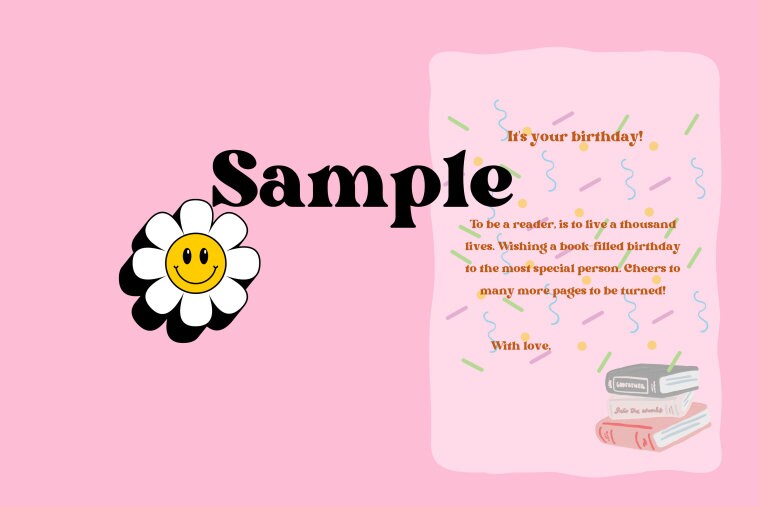 Printable Retro Birthday Card for Booklover - Etsy